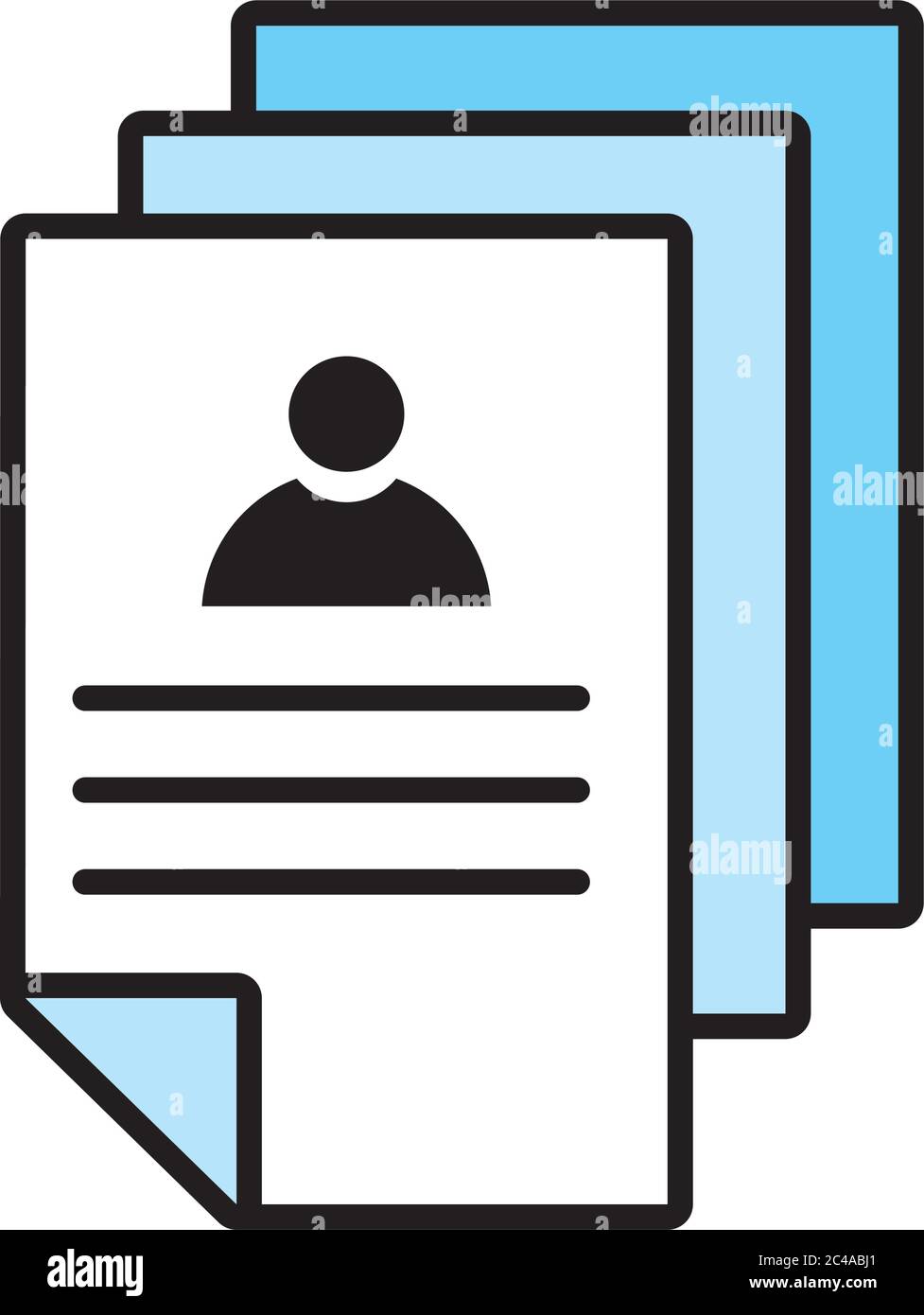 papers documents with curriculum line and fill style icon vector ...