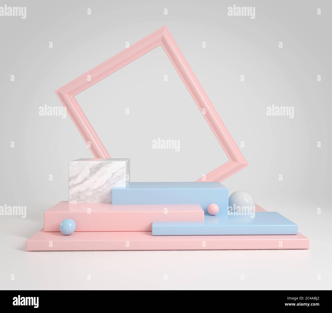 Abstract display clean pastel blue and pink with frame for text or ...