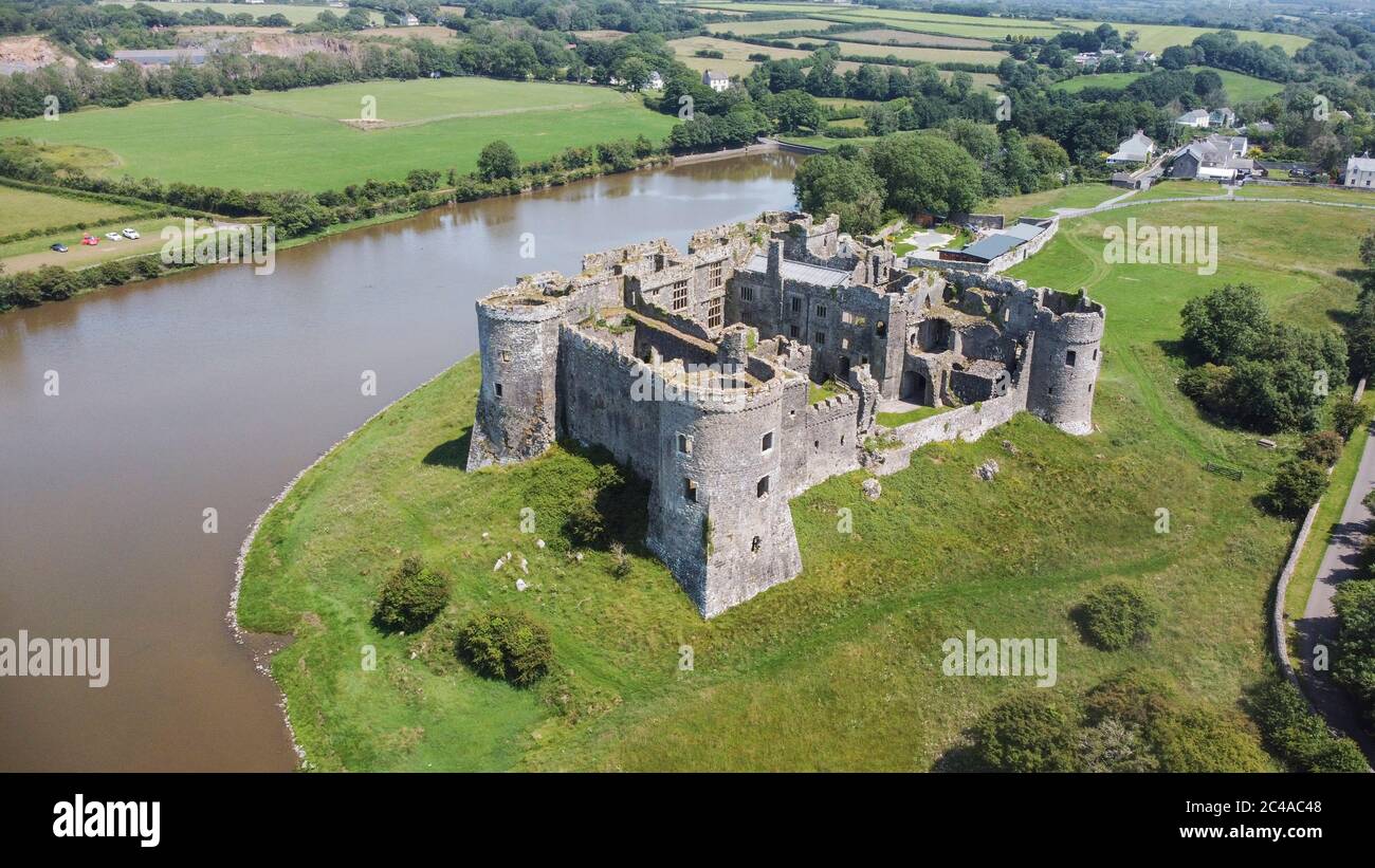Aerial view of Carew Castle, Carew, Pembrokeshire, UK Stock Photo - Alamy
