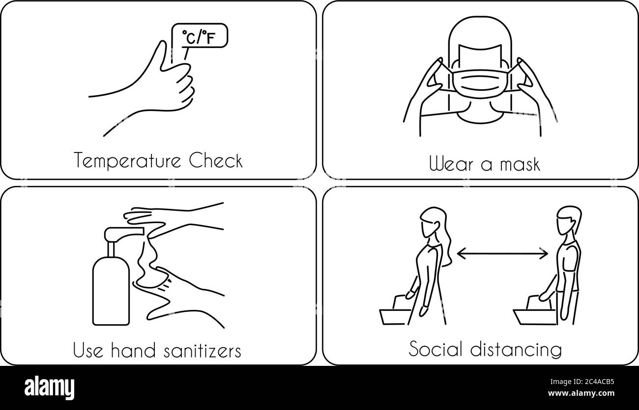 Coronavirus COVID-19 prevention policies icon for reopen restaurant or ...