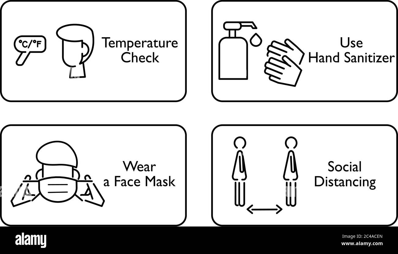 Coronavirus COVID-19 prevention policies icon for reopen restaurant or ...