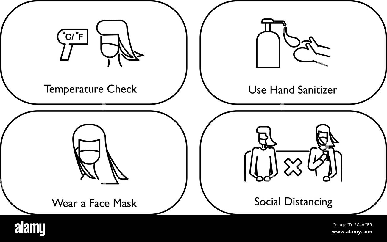 Coronavirus COVID-19 prevention policies icon for reopen restaurant or ...