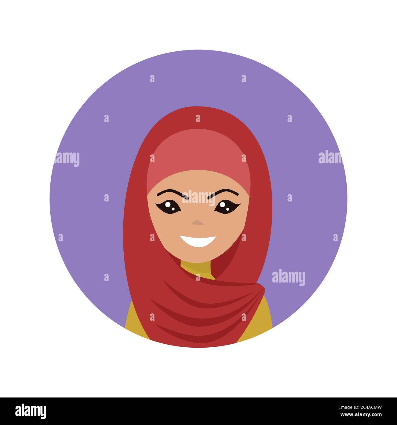 User icon of young muslim woman in flat style. Vector illustration ...