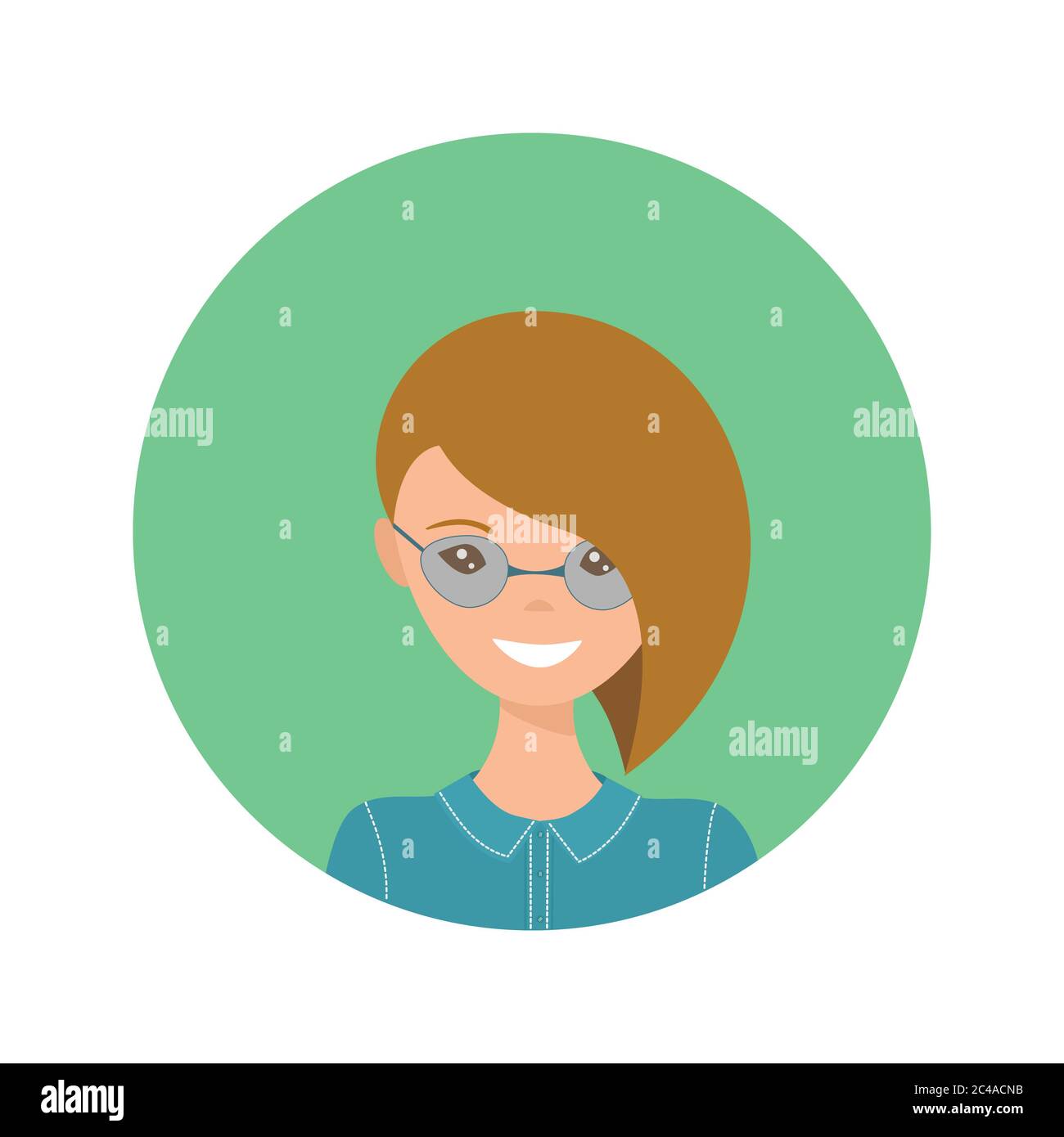 User icon of young woman in flat style. Vector illustration Stock Photo ...