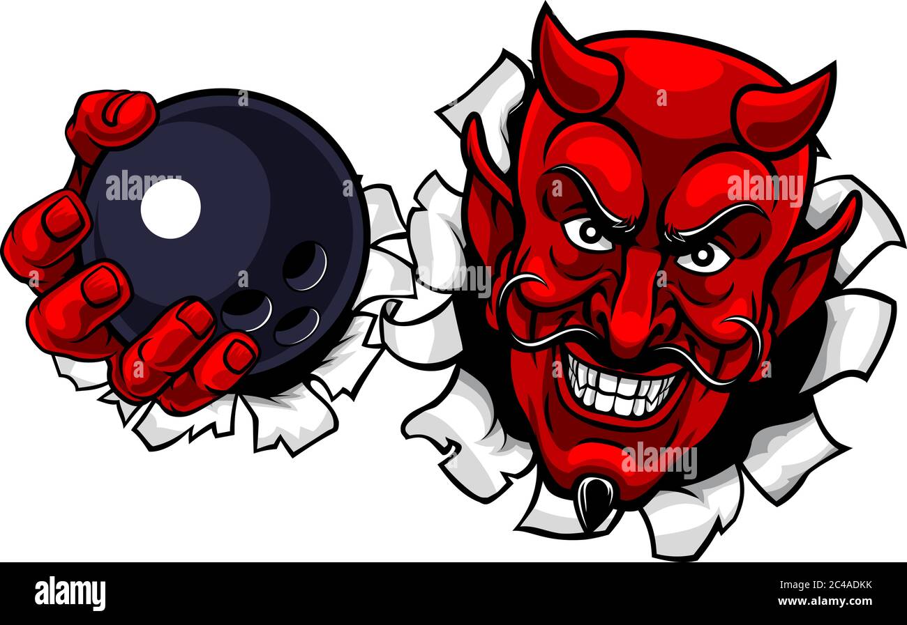 Devil Ten Pin Bowling Ball Sports Mascot Cartoon Stock Vector Image ...