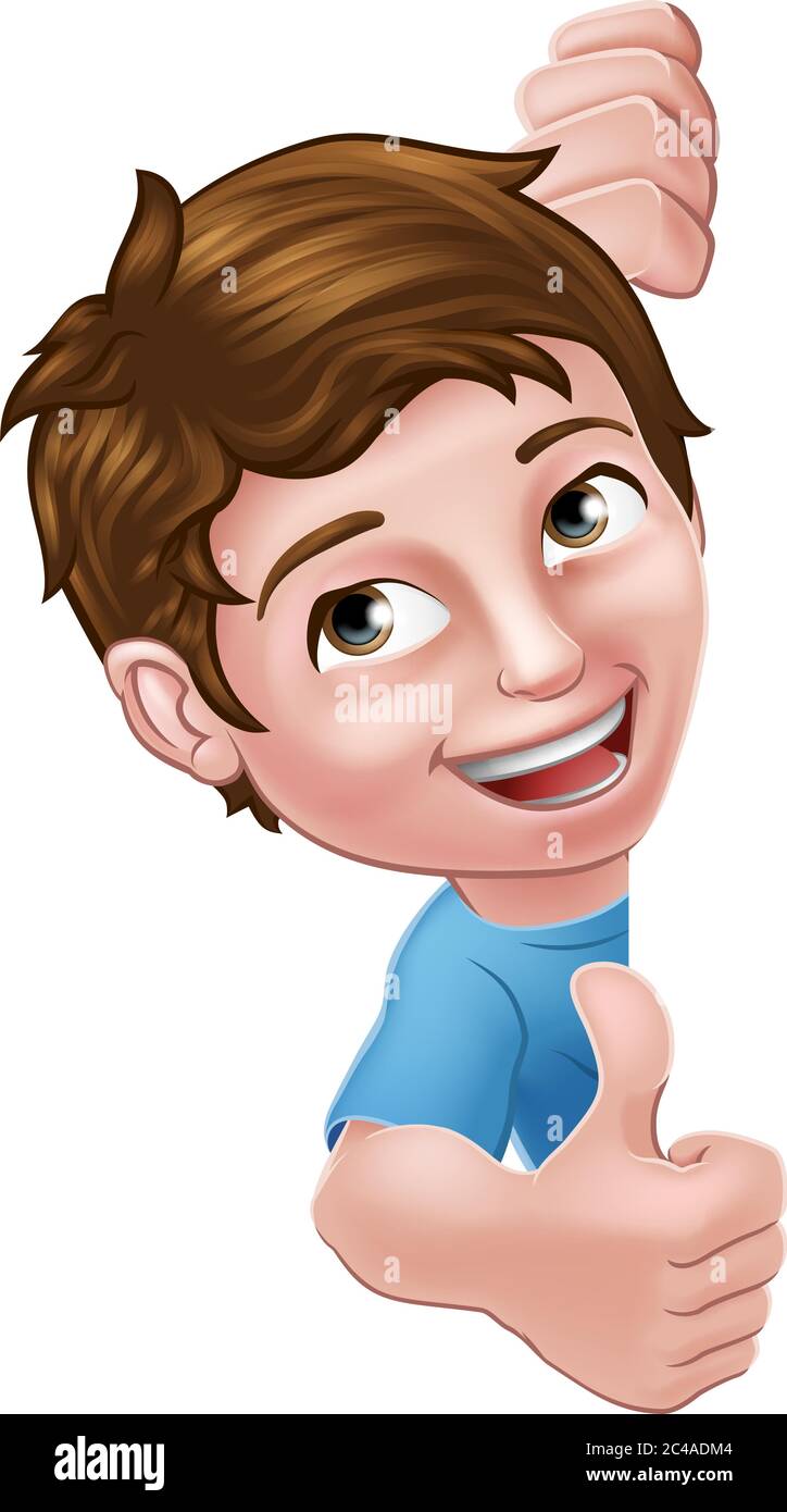 Kid Cartoon Boy Child Thumbs Up Sign Stock Vector Image & Art - Alamy