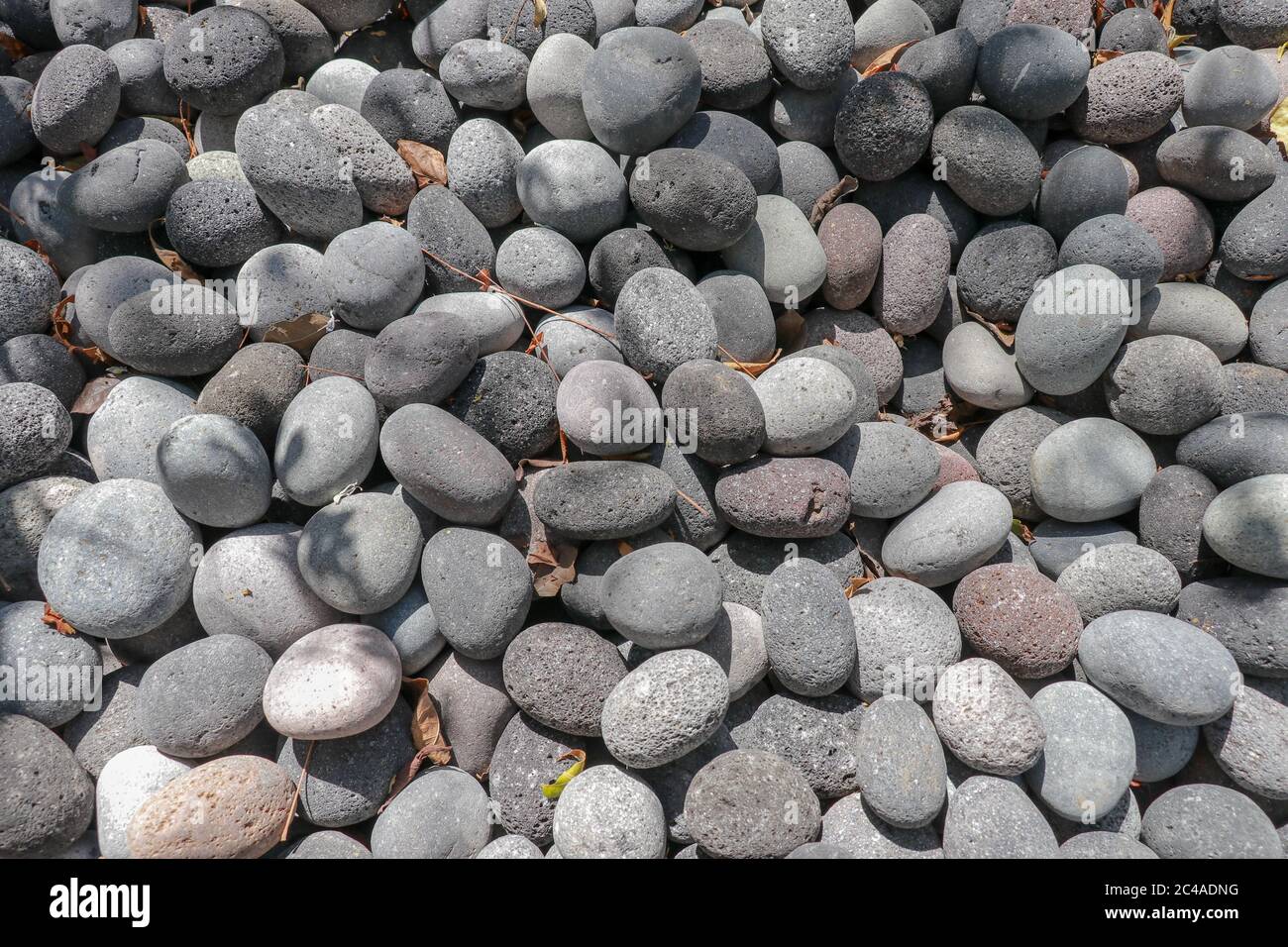 Selection of large stones. Pattern of round pebble stone. Background of ...