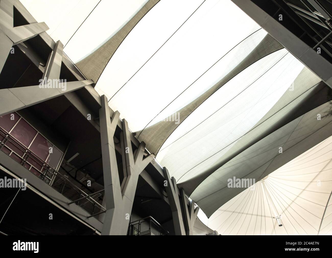 Canvas roof and large structure Stretched between buildings Stock Photo ...