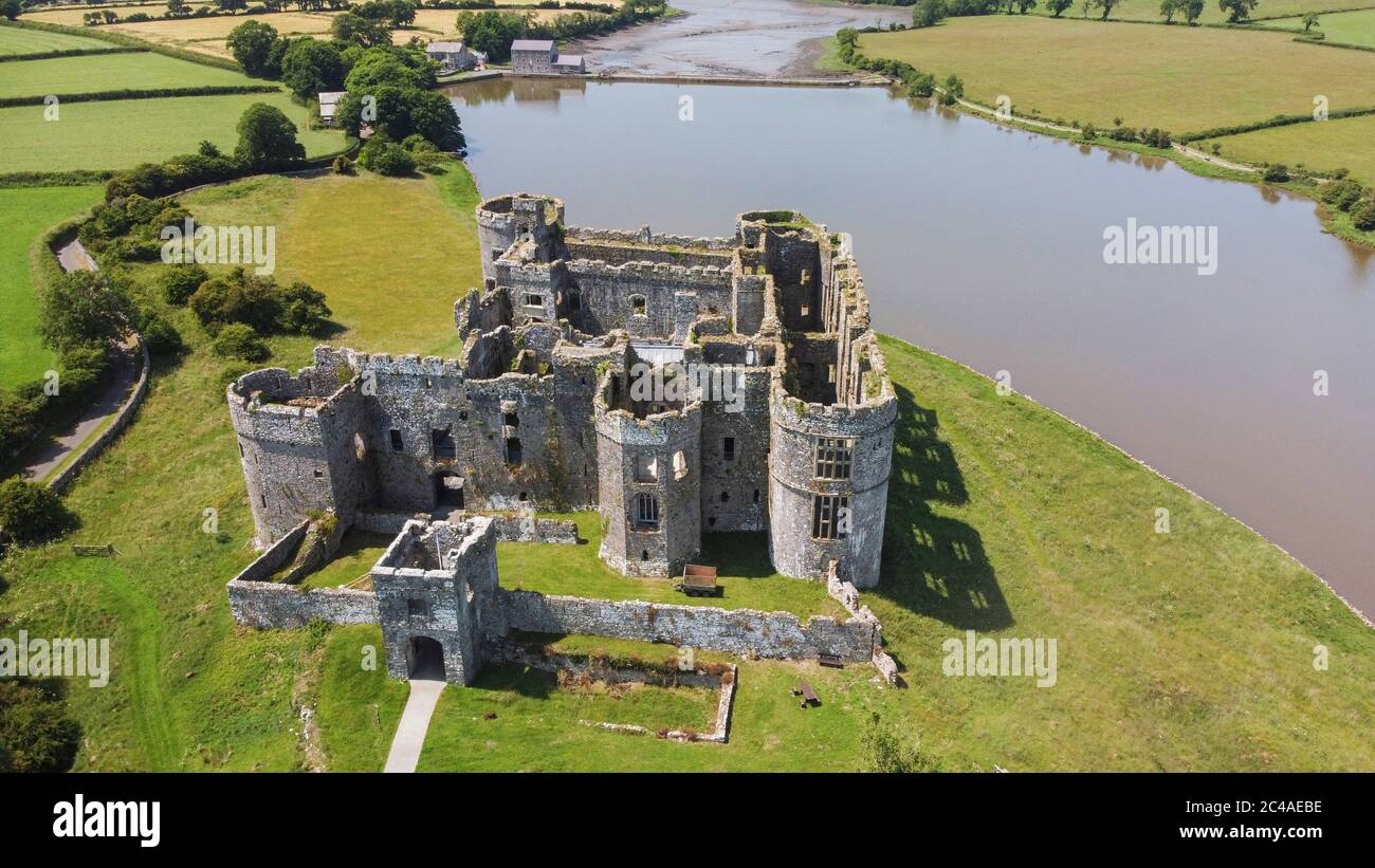 Aerial view of Carew Castle, Carew, Pembrokeshire, UK Stock Photo - Alamy