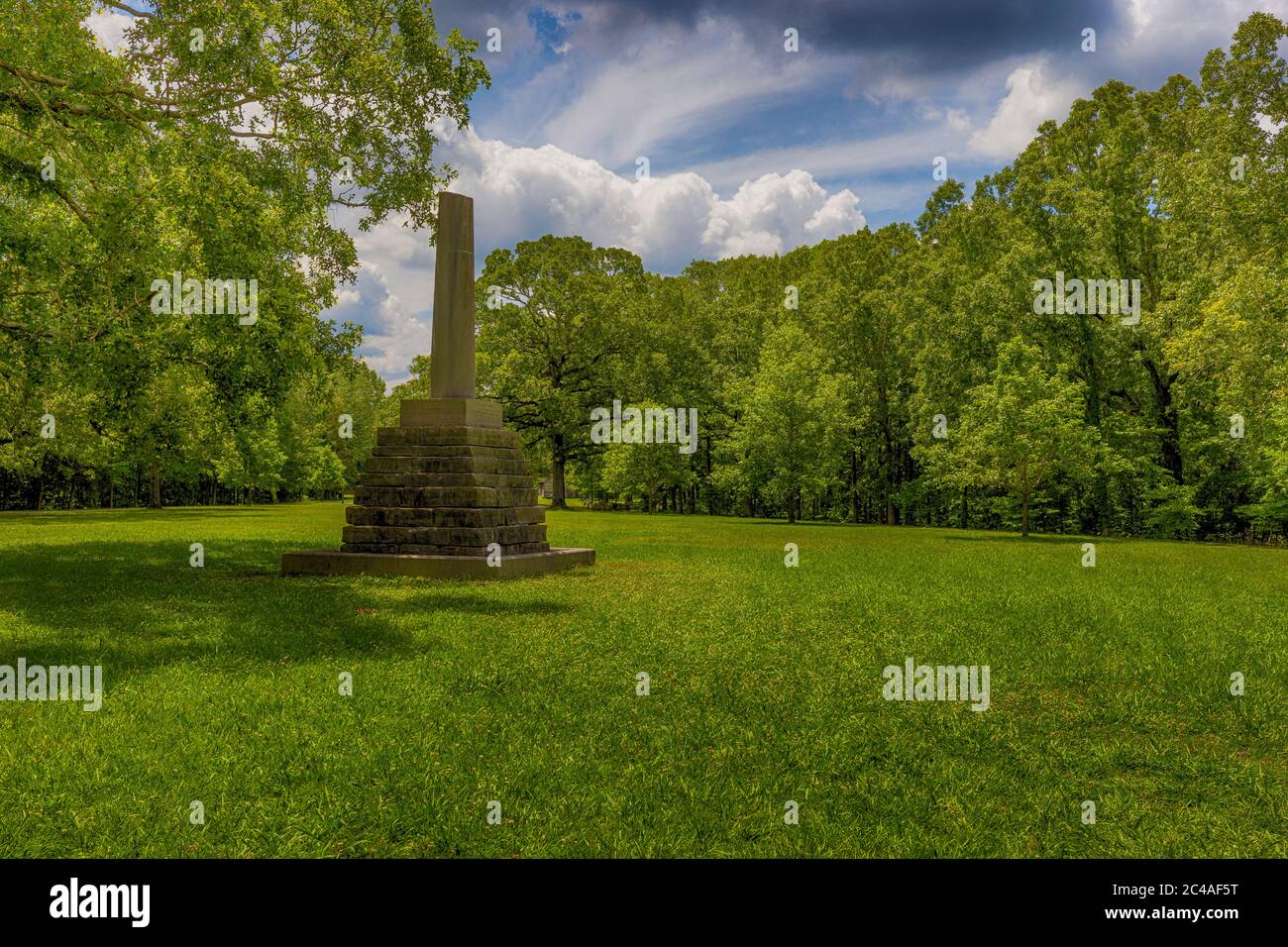 Natchez Trace Parkway, Tennessee, USA- June 17, 2020: monument marking ...