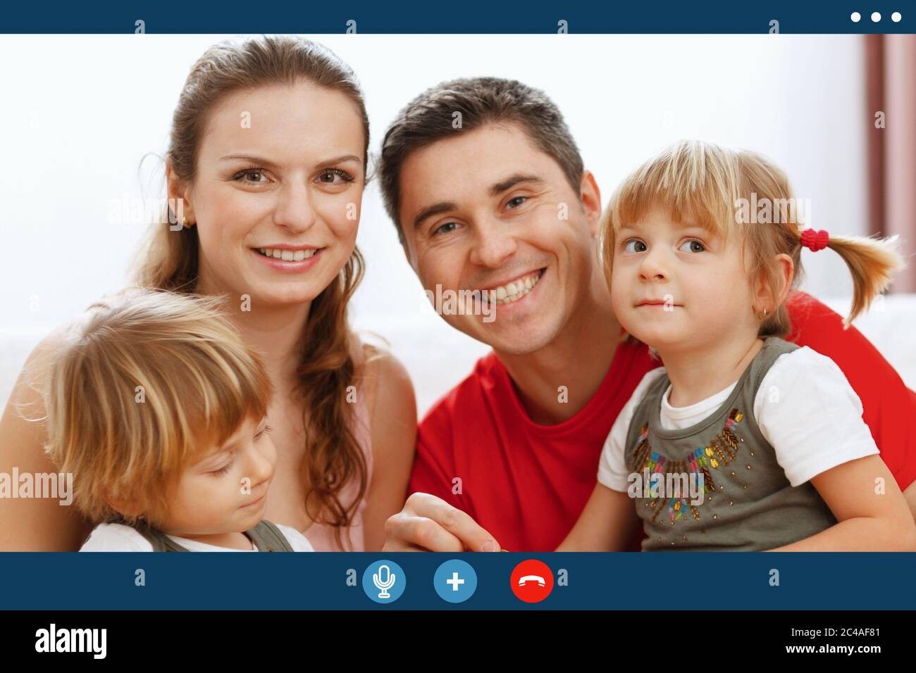 Video call screen of family with two kids Stock Photo - Alamy