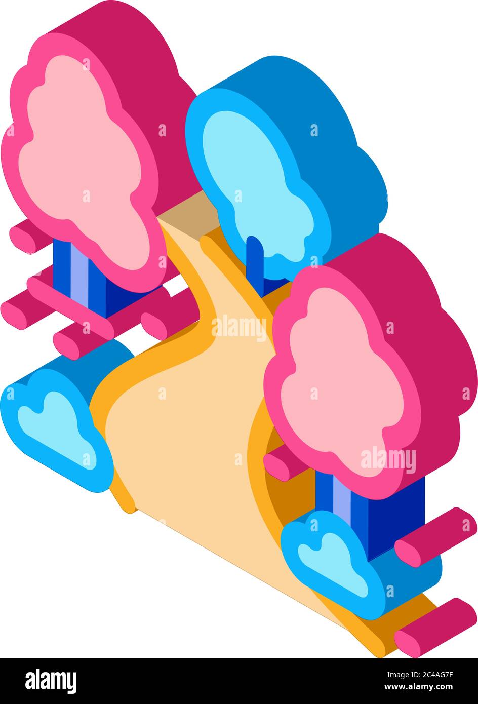 park alley and trees isometric icon vector illustration Stock Vector ...