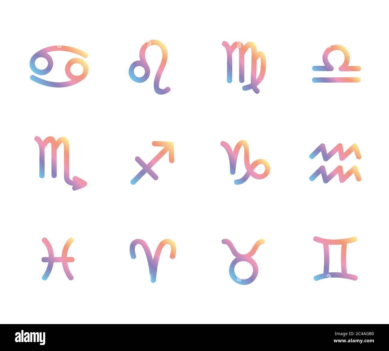 colorful zodiac outline stylized sign horoscope vector illustration ...