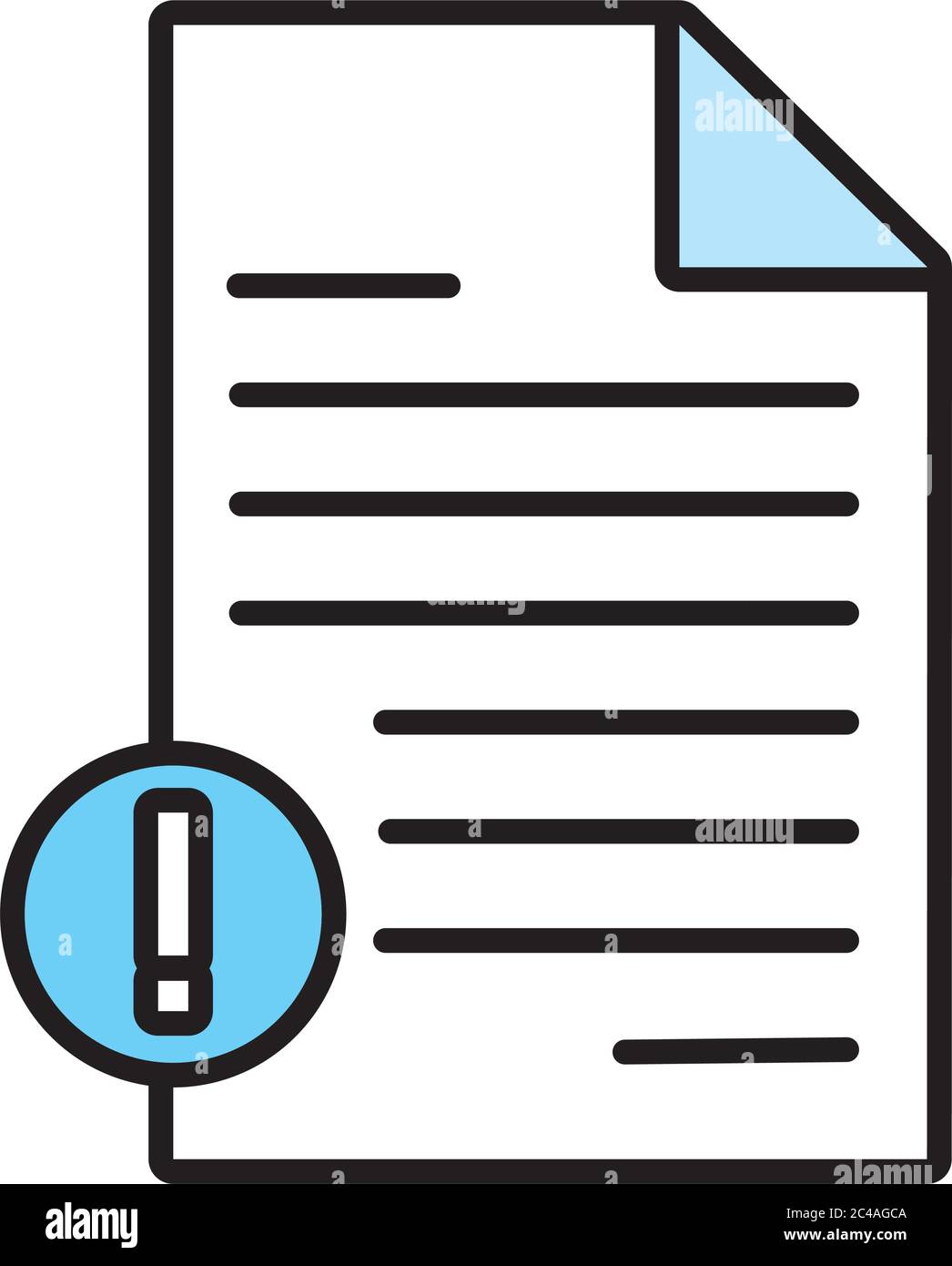 paper document with alert symbol line and fill style icon vector ...