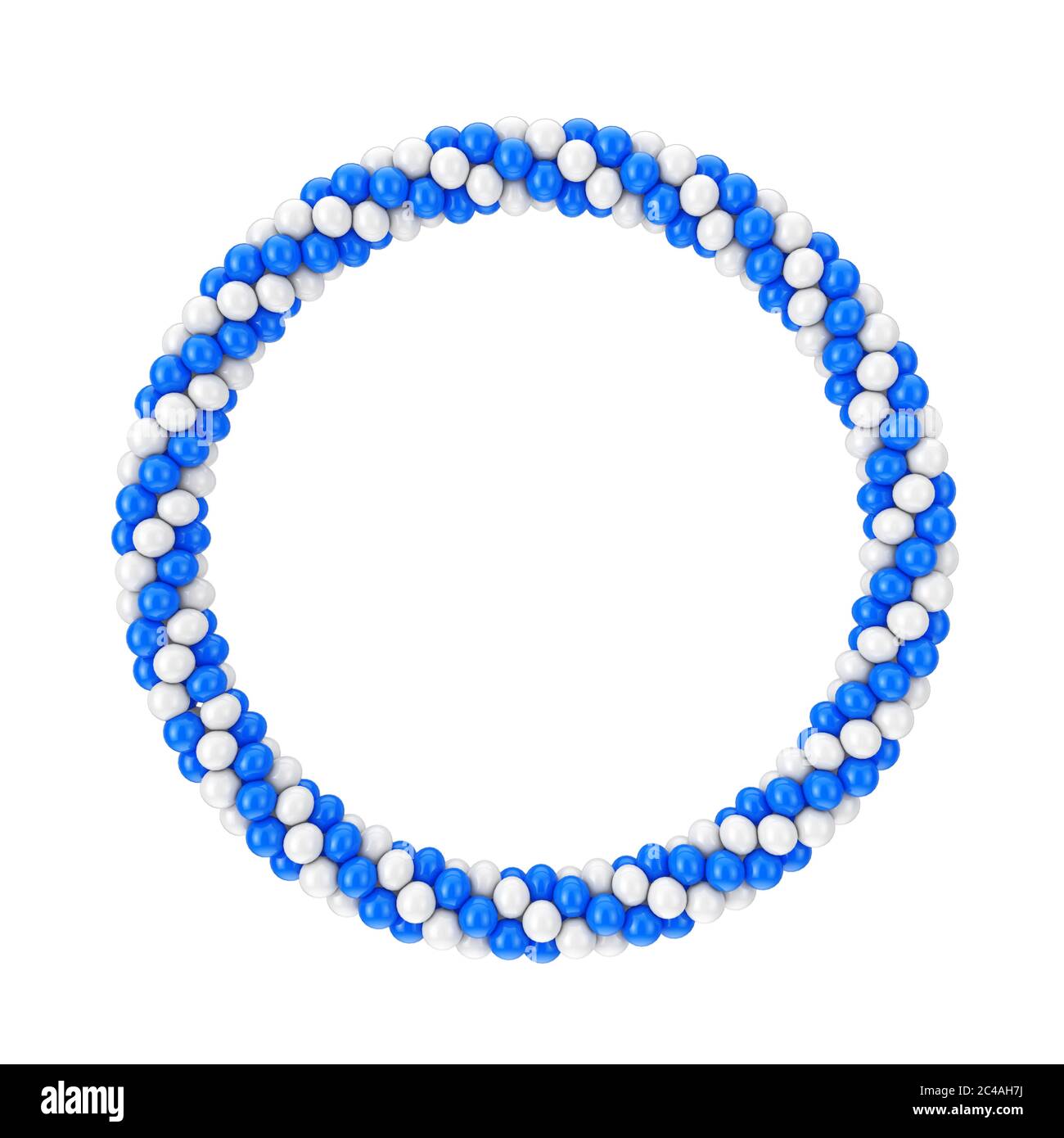 White and Blue Balloons in Shape of Circle, Ring or Portal on a white ...