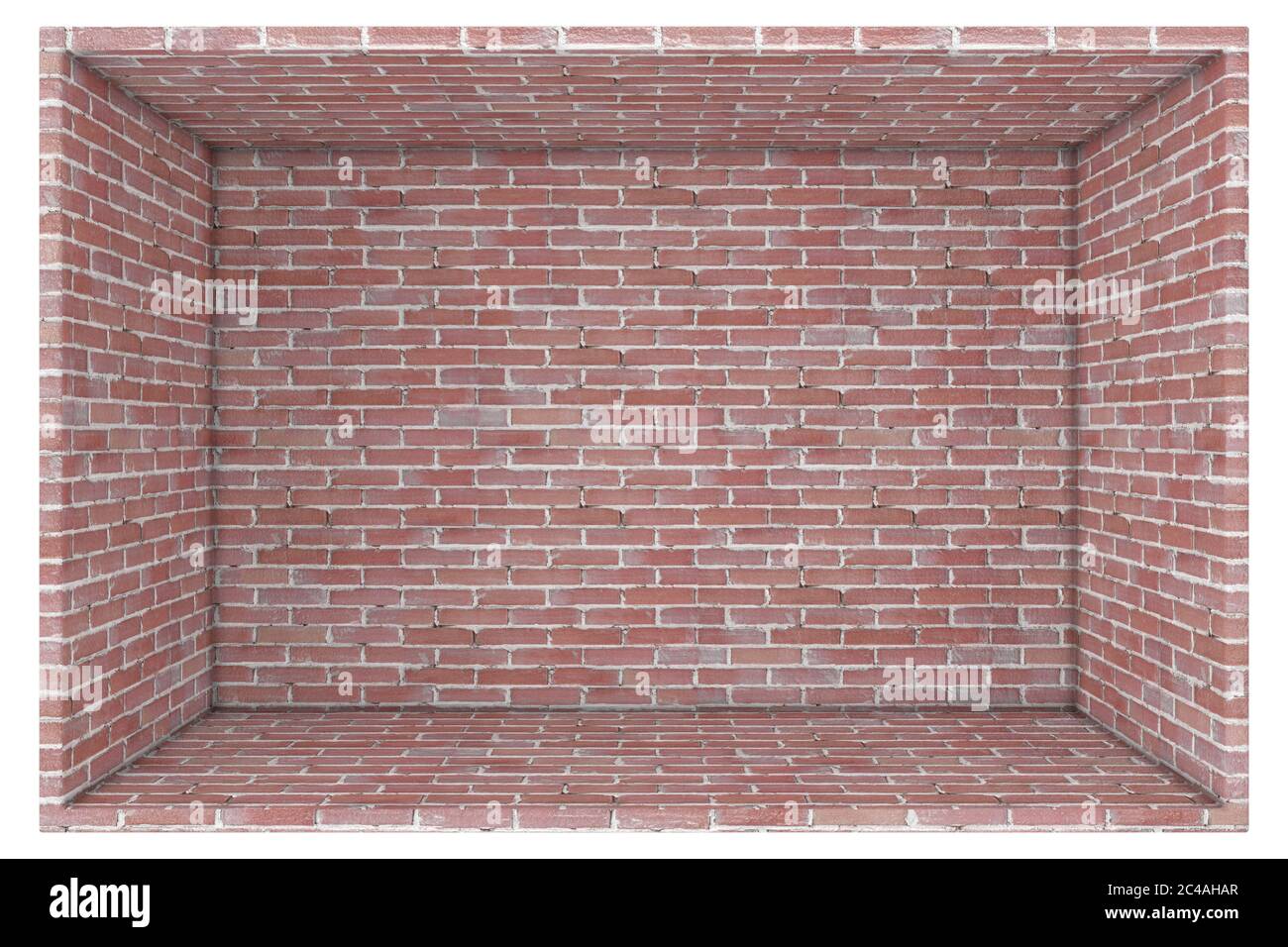 Big Opened Empty Abstract Brick Wall Box on a white background 3d ...