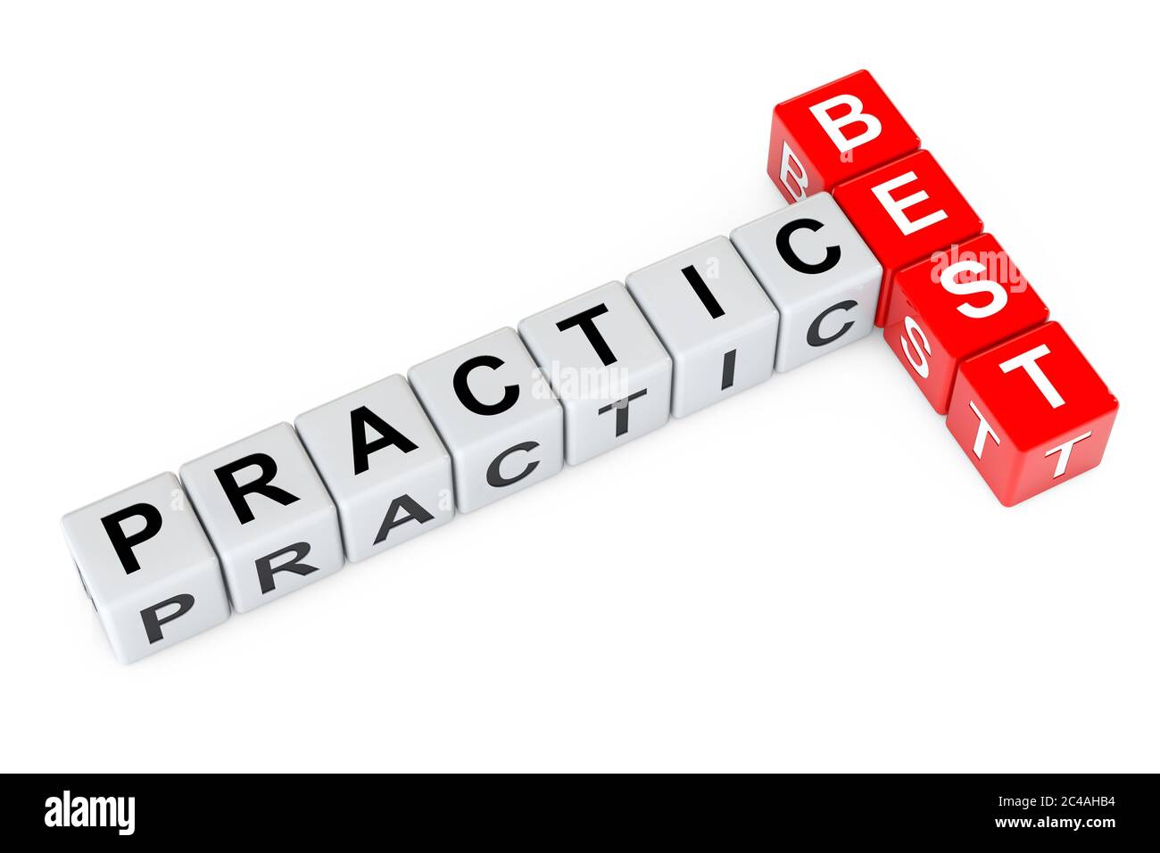 Best Practice Sign as Crossword Cube Blocks on a white background. 3d ...
