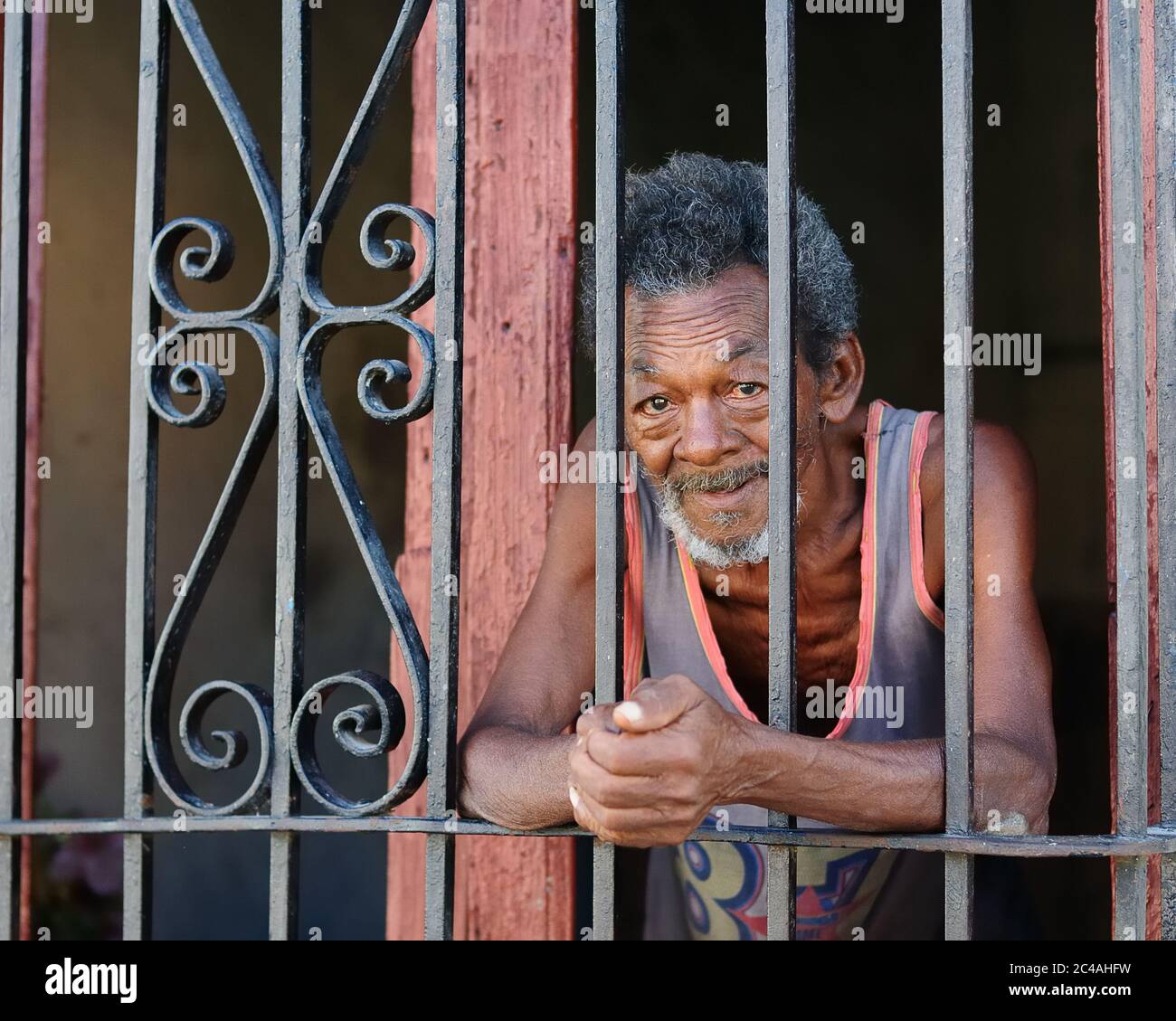 SANTIAGO, CUBA - NOVEMBER 29: The man is standing in the traditional ...