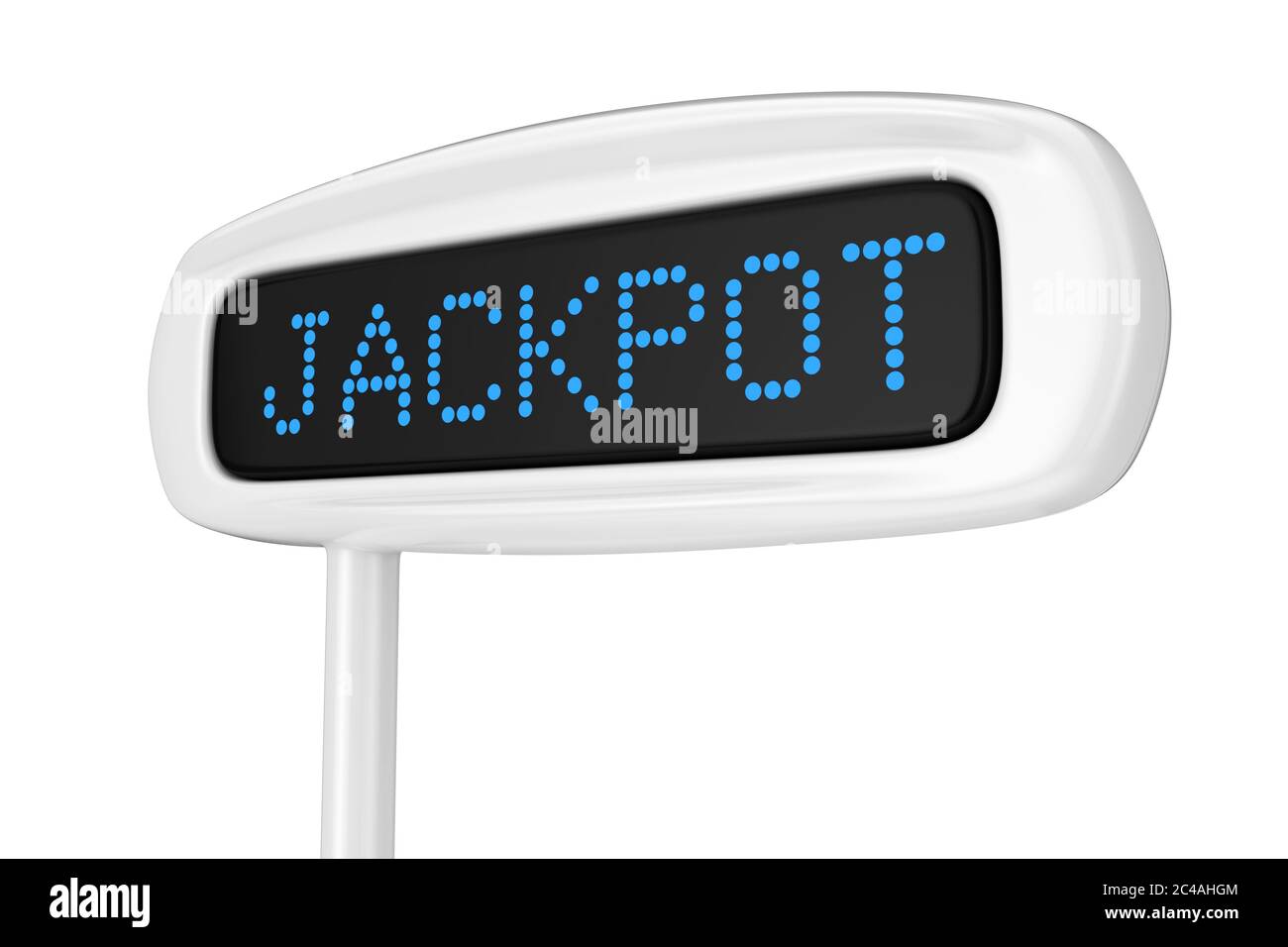 Abstract Cash Register Display Displaying Jackpot Blue Sign on a white ...