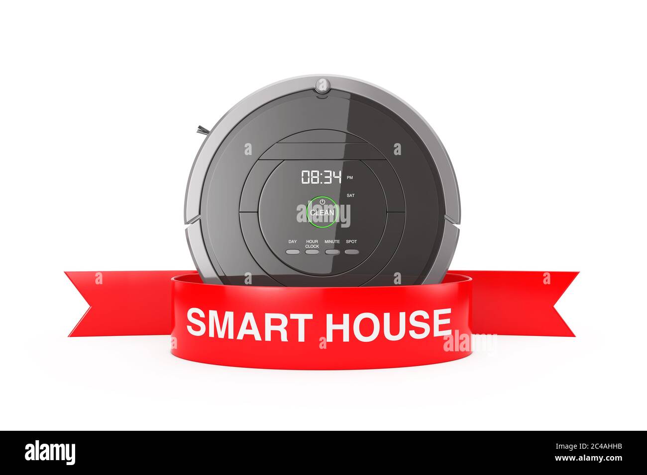 New Cleaning Technology Concept. Smart Robotic Vacuum Cleaner with Red ...