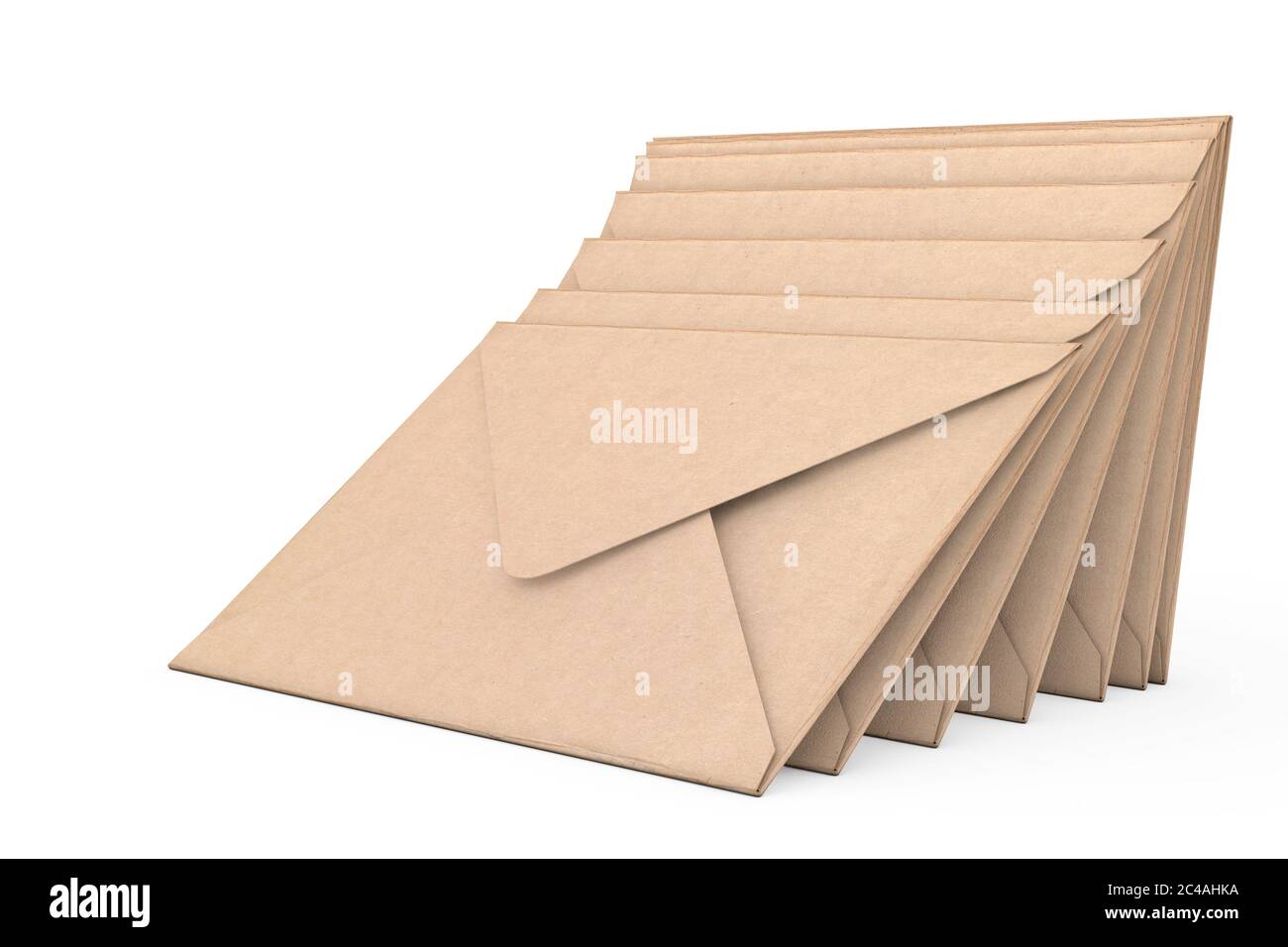 Stack of Brown Blank Envelope on a white background. 3d Rendering Stock ...