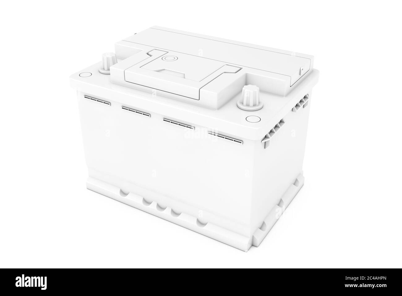 White Rechargeable Car Battery in Clay Style Duotone on a white ...