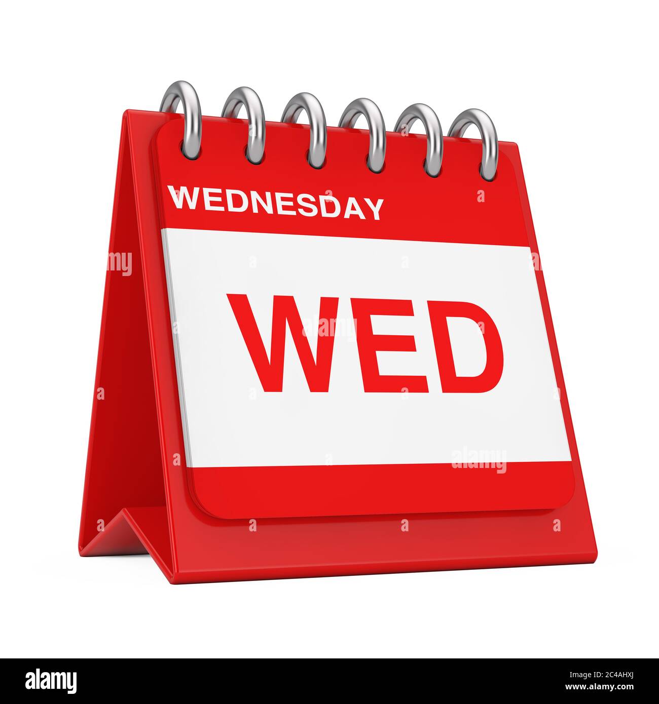 Red Desktop Calendar Icon Showing a Wednesday Page on a white ...