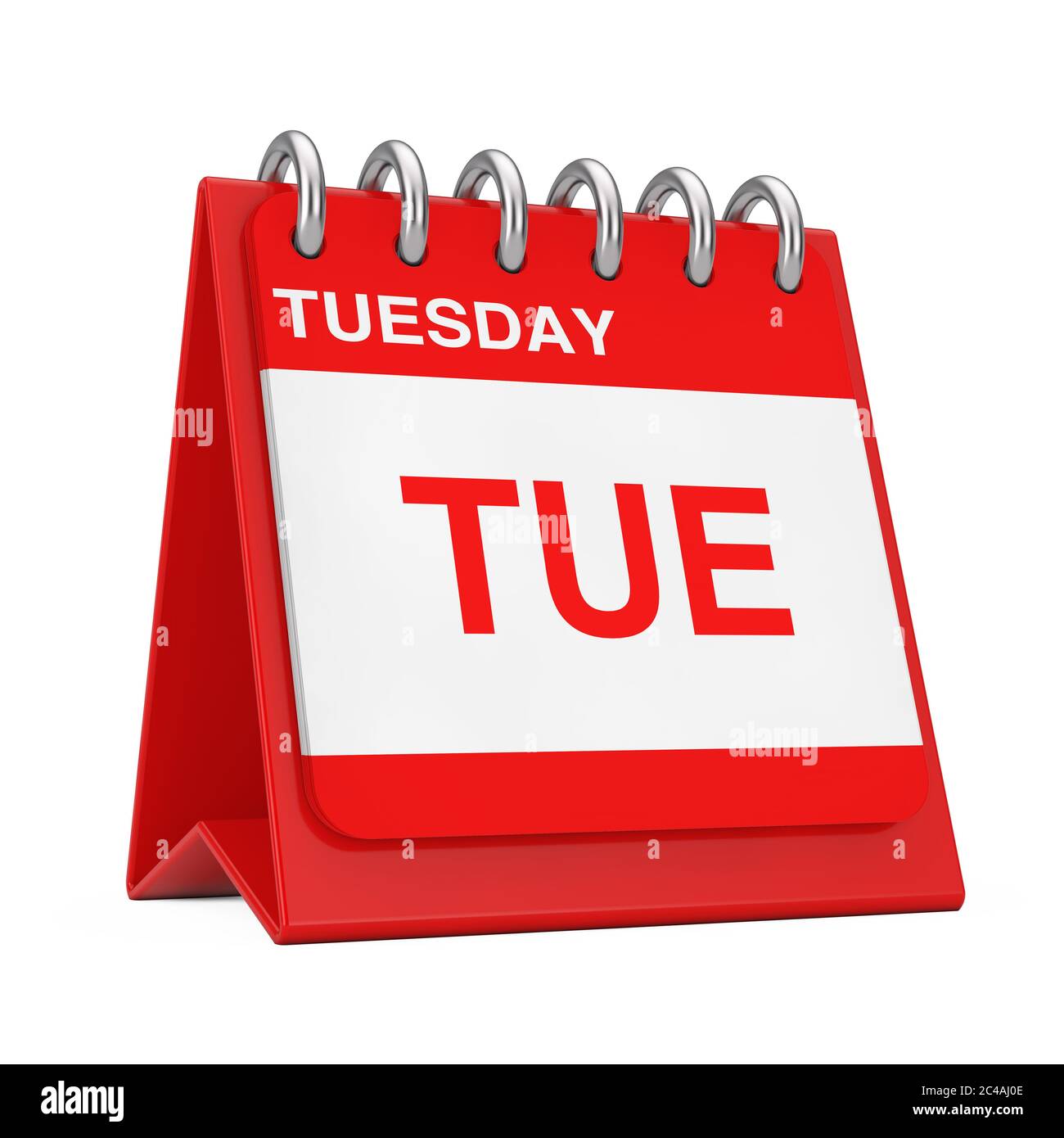 Red Desktop Calendar Icon Showing a Tuesday Page on a white background ...