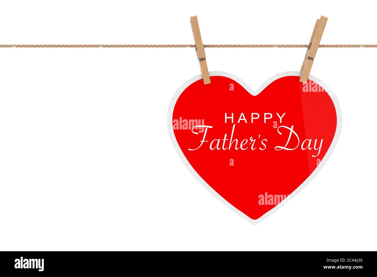 Red Paper Heart with Happy Fathers Day Sign Hanging on a Rope on a ...