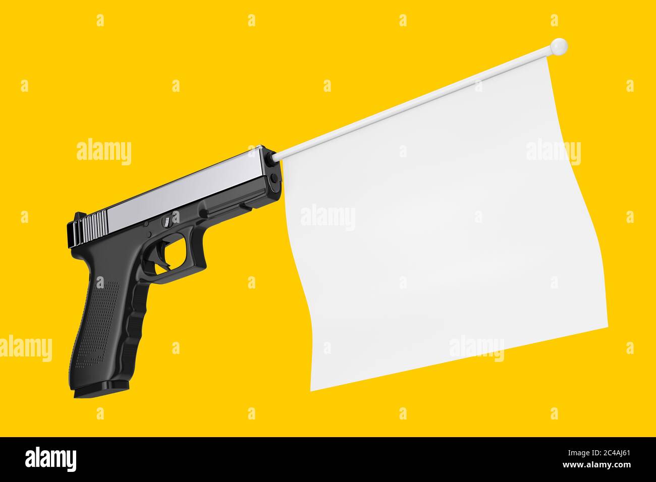 White Blank Flag for Your Design Comming Out from Modern Gun on a ...