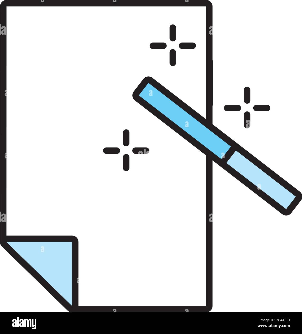 paper document with magic wand line and fill style icon vector ...