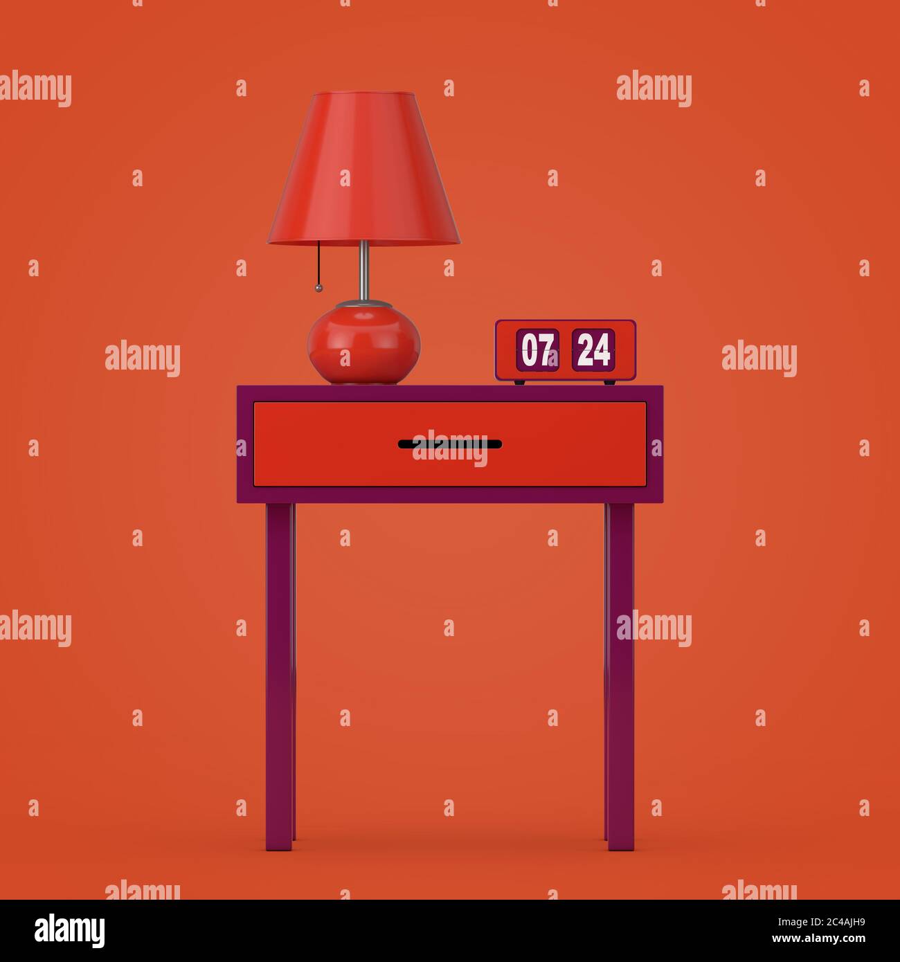 Vintage Flip Clock with Retro Night Table Lamp over Old Stylish Table ...