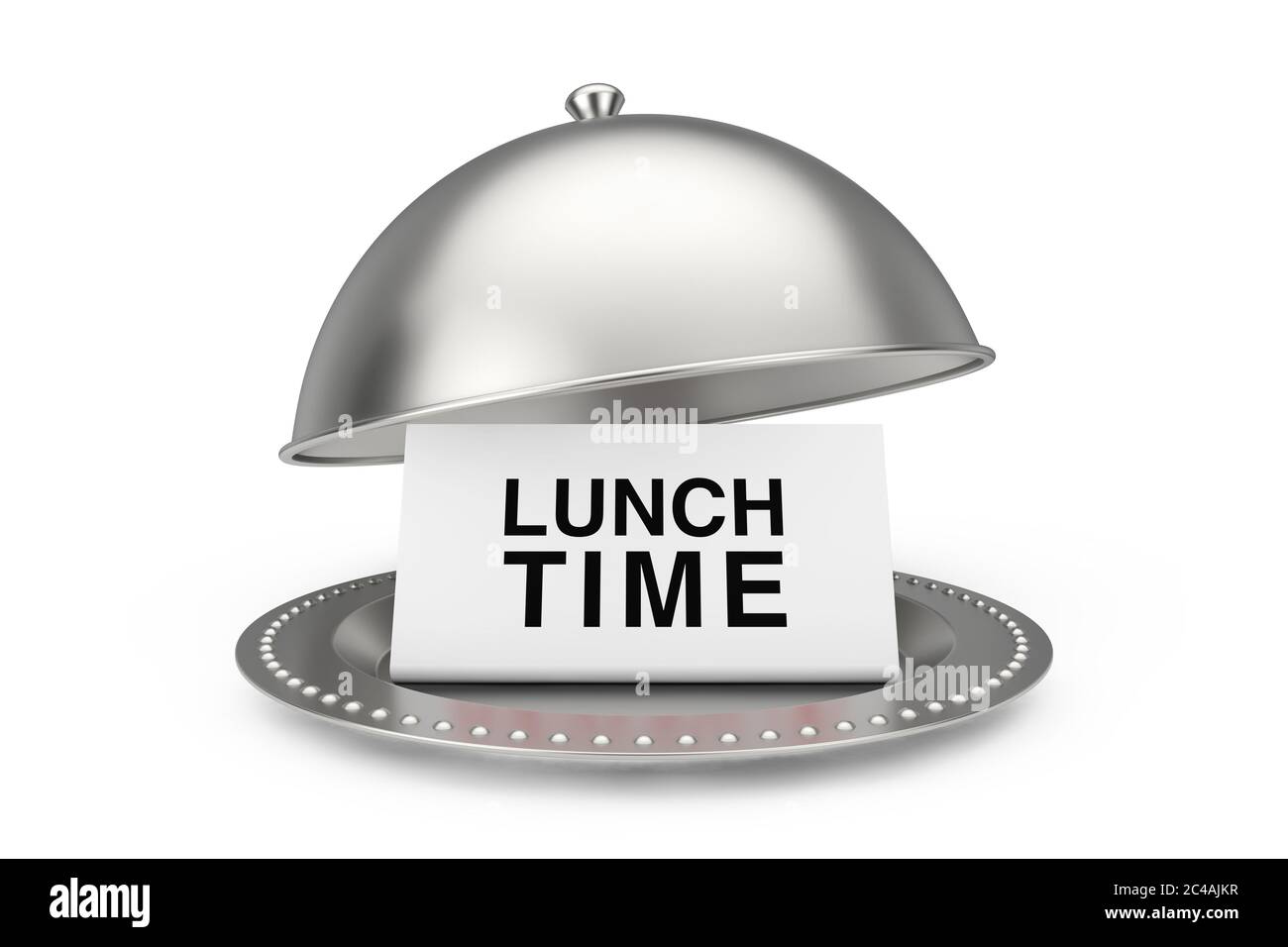 Paper with Lunch Time Sign in Restaurant Cloche on a white background ...