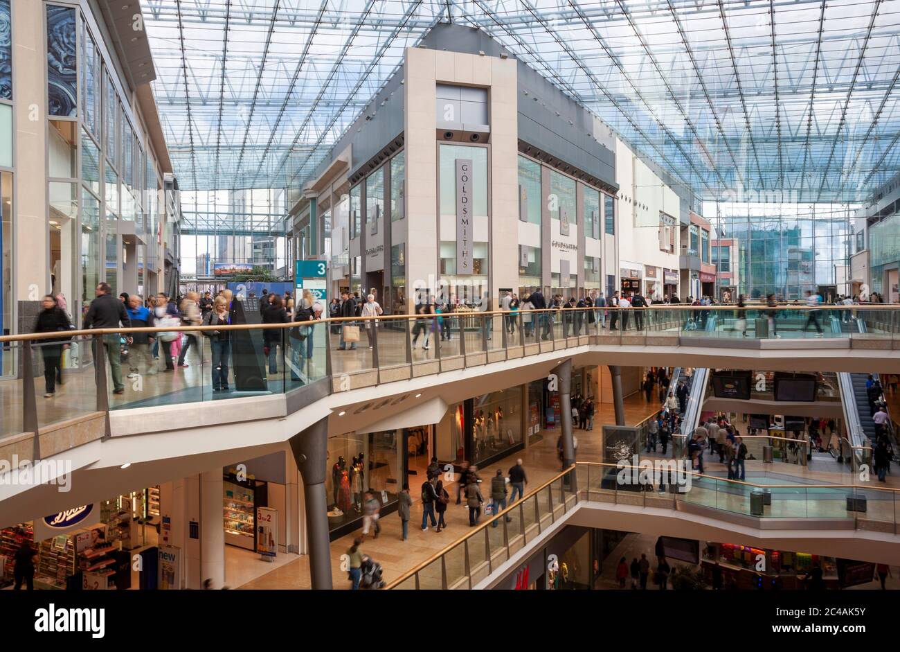 Interior of the Bull Ring Shopping Centre, Birmingham, England, Europe ...