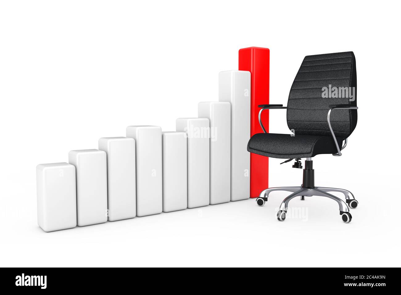 Black Leather Boss Office Chair near Business Success Growth Graph ...