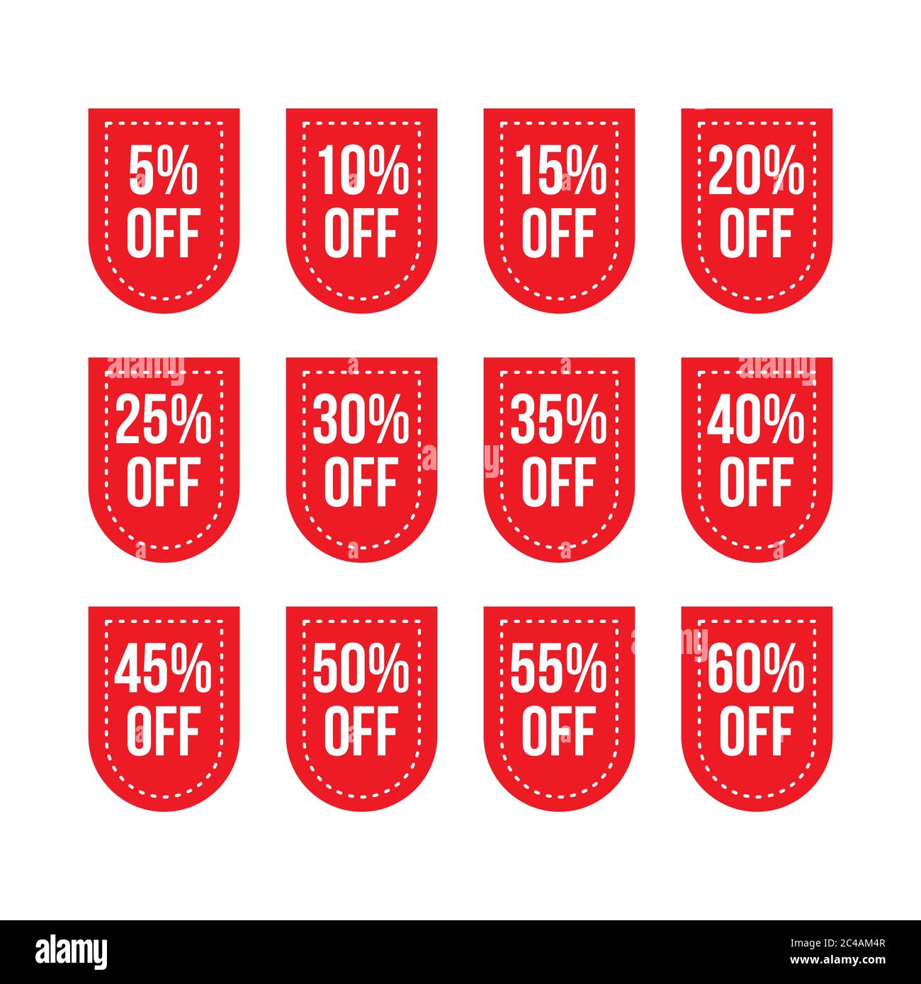 Sale tags set vector badges template with percent sale label symbols ...