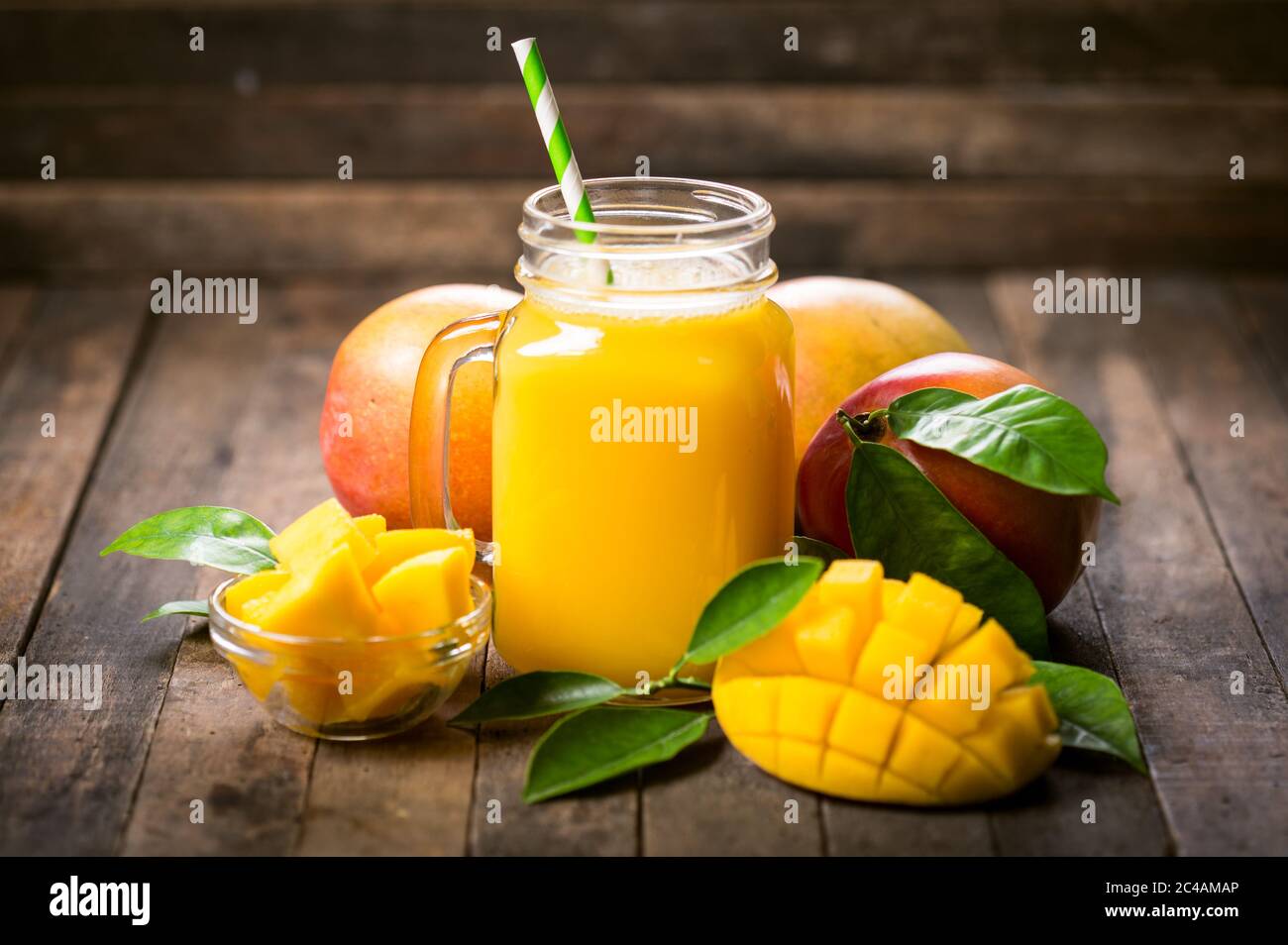 Fresh mango smoothie in the glass Stock Photo - Alamy