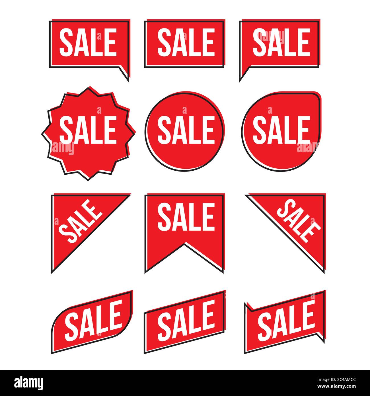 Sale tags set vector badges template with percent sale label symbols ...