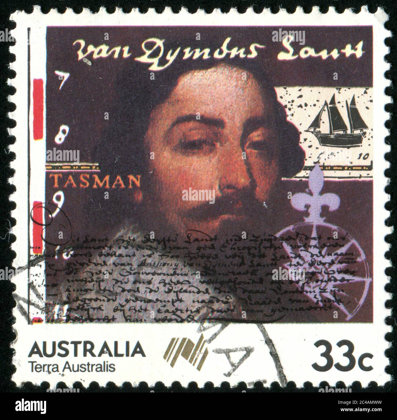 AUSTRALIA - CIRCA 1985: stamp printed by Australia, shows Abel Tasman ...