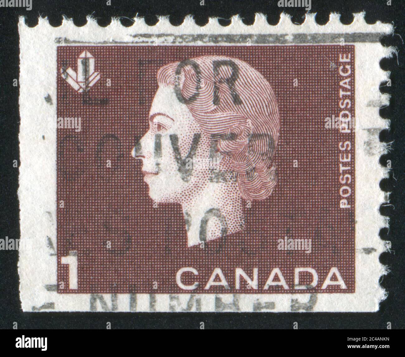 CANADA - CIRCA 1962: stamp printed by Canada, shows Queen Elizabeth II ...