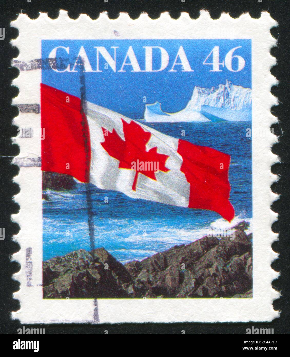 CANADA - CIRCA 1987: stamp printed by Canada, shows Canadian flag ...