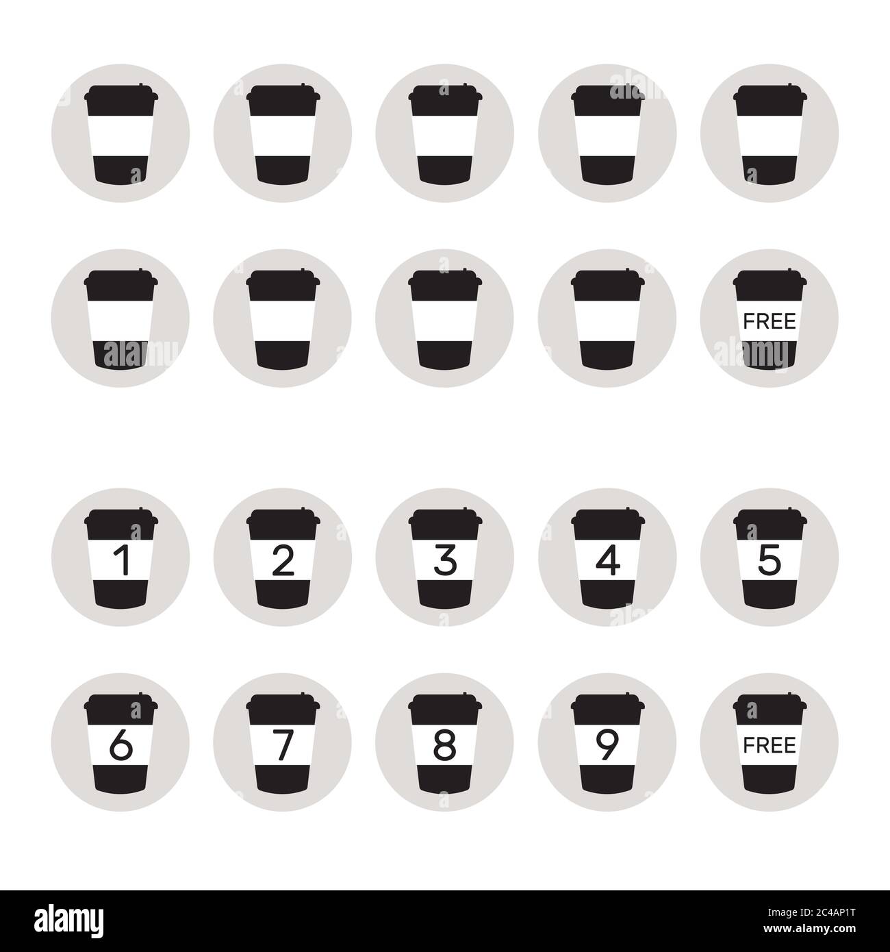 Take away coffee loyalty card concept. Buy 9 cups and get 1 for free ...