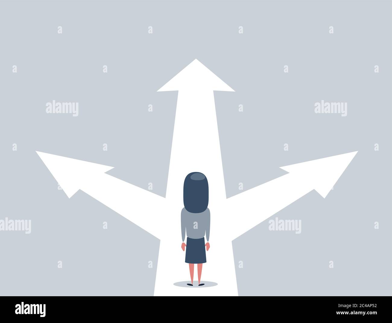 Business decision concept vector illustration. Businesswoman standing ...