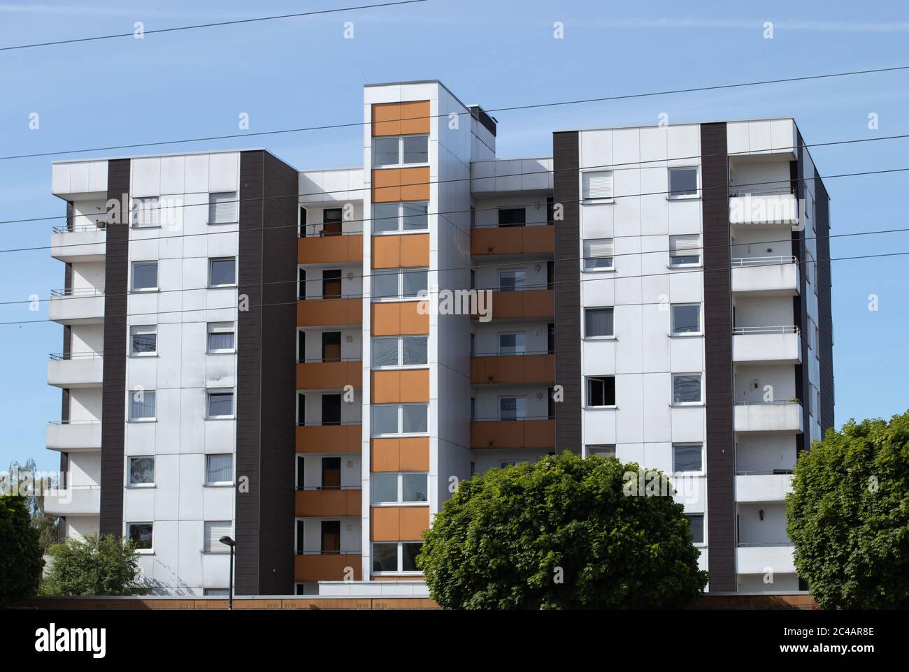 Huerth, NRW, Germany , 31 05 2020, high appartment building, blue sky ...
