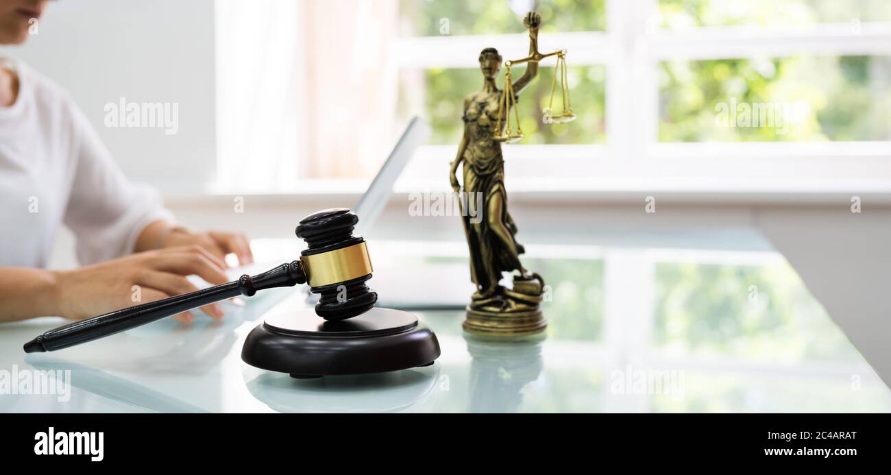 Online Law Court Concept. Judge Using Tech Stock Photo - Alamy