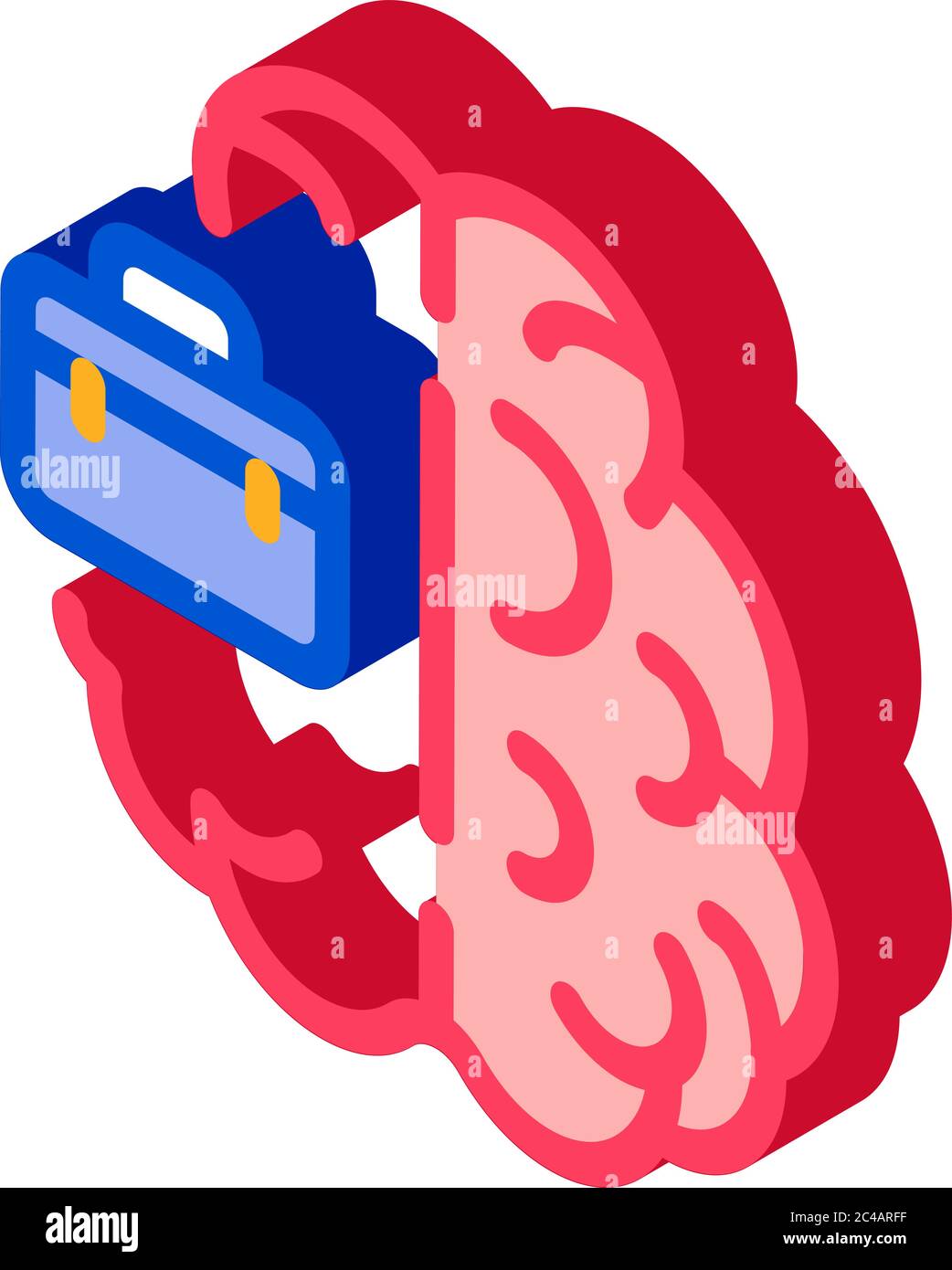 business case and brain isometric icon vector illustration Stock Vector ...