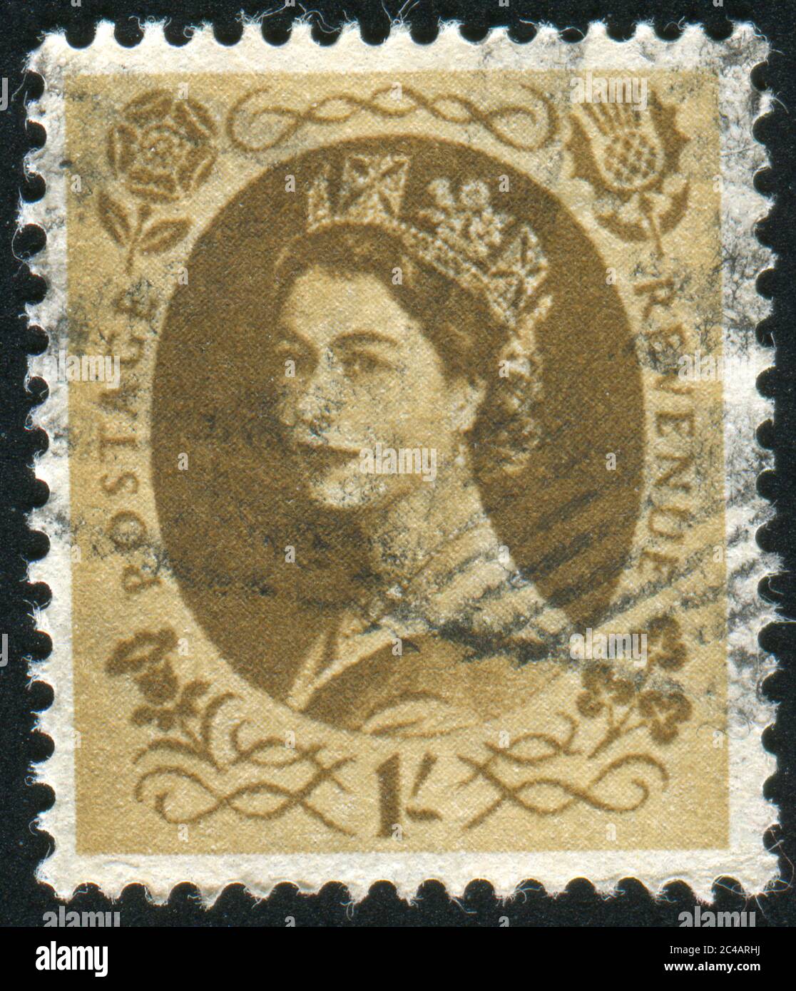 GREAT BRITAIN - CIRCA 1954: stamp printed by Great Britain, shows queen ...