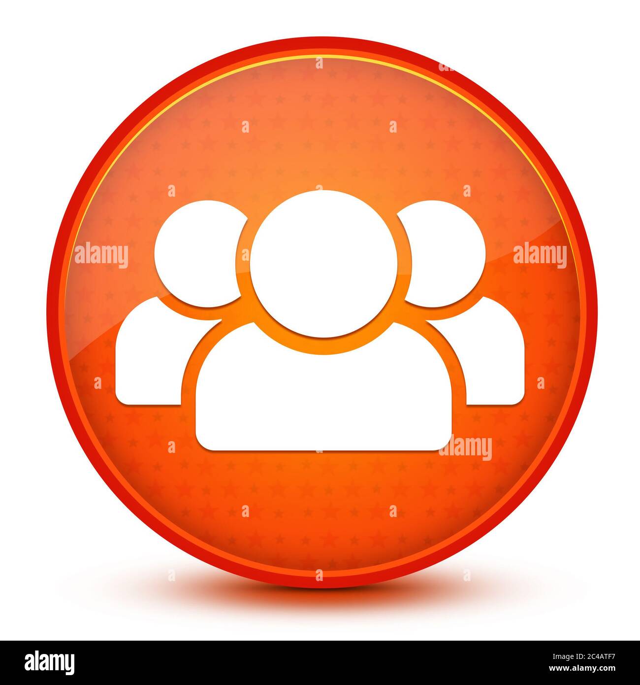 people icon isolated on glossy star orange round button abstract ...