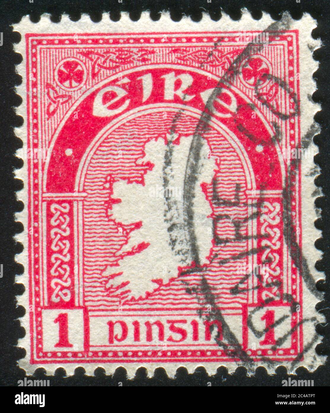 IRELAND - CIRCA 1922: stamp printed by Ireland, shows Map of Ireland ...