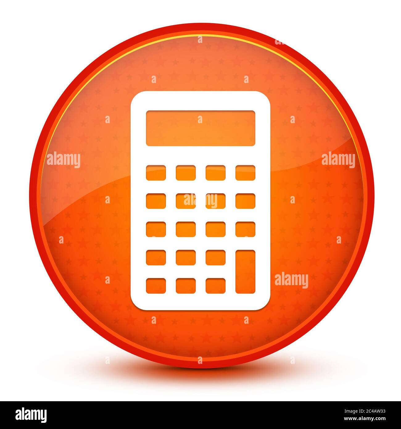 Calculator icon isolated on glossy star orange round button abstract ...